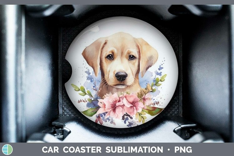 Cartoon Watercolor Labrador Retriever Car Coaster | Sublimat
