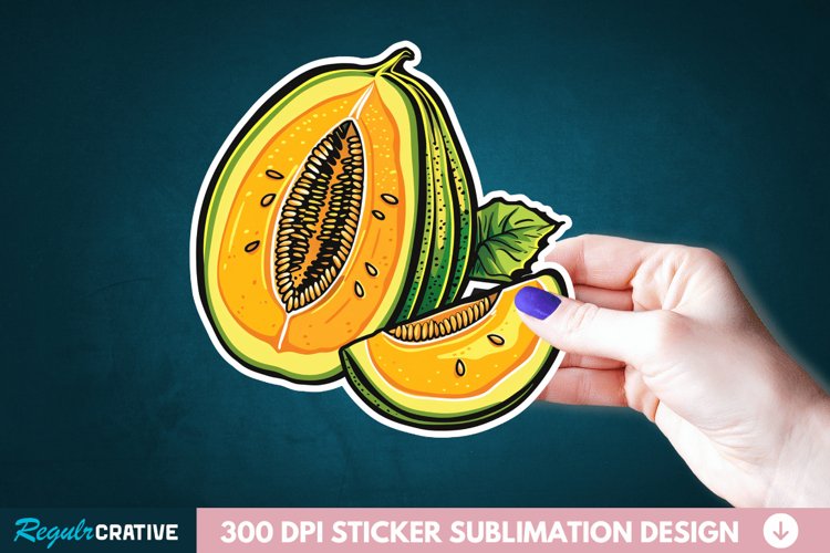 Casaba Melon Sticker Clipart, Sticker PNG Clipart