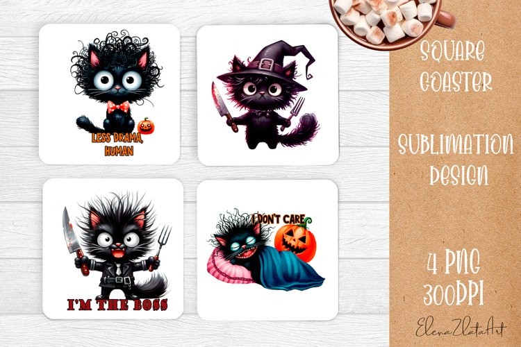 Funny cat Coaster Sublimation | Cat Square Coaster (4320074)