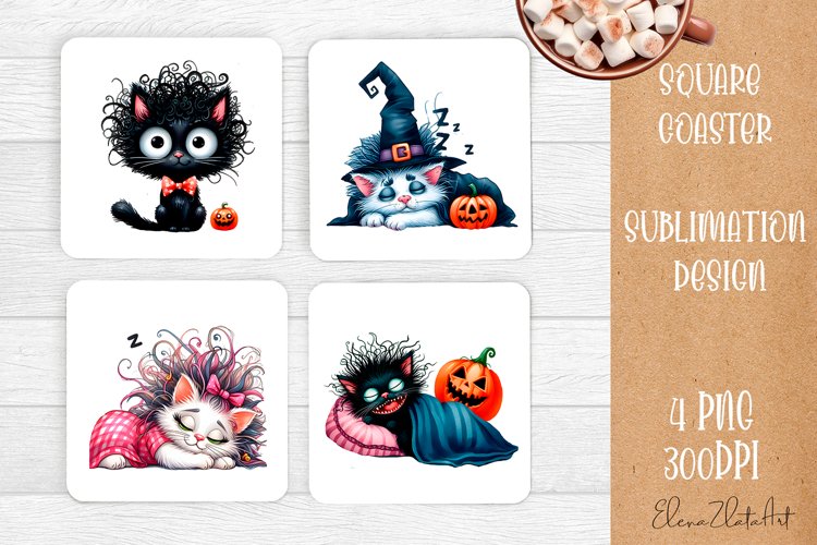 Funny cat Coaster Sublimation | Cat Square Coaster (4320081)
