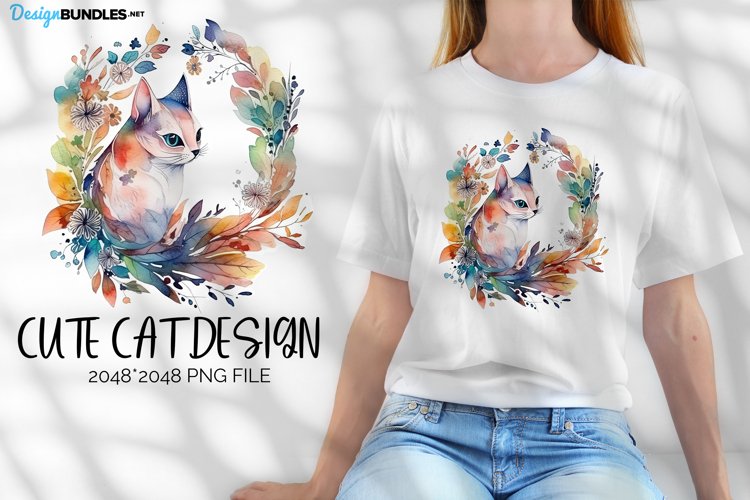 Cute boho cat,watercolor ,transparent png