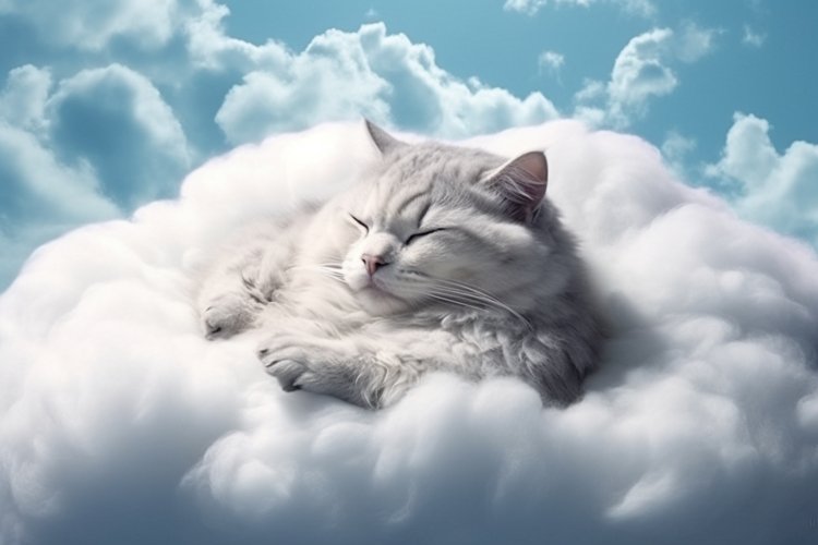 Cat on Cloud sleeping Imagination and dream cloudy (2859988)