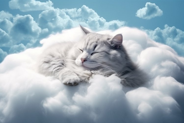 Cat on Cloud sleeping Imagination and dream cloudy (2859999)