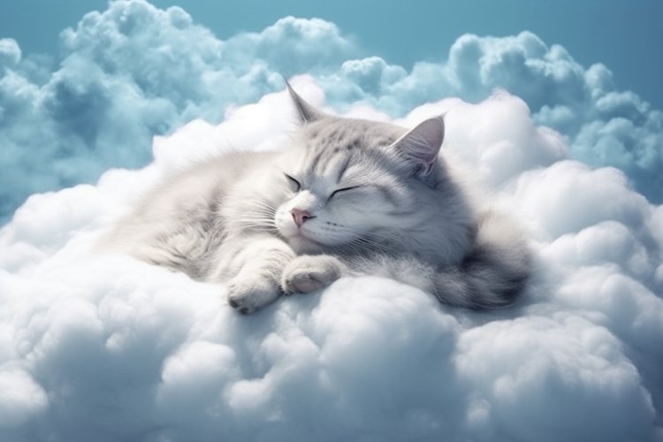 Cat on Cloud sleeping Imagination and dream cloudy (2860000)