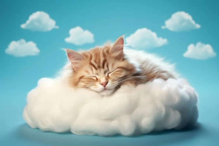 Cat on Cloud sleeping Imagination and dream cloudy (2860002)