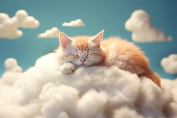 Cat on Cloud sleeping Imagination and dream cloudy (2860013)