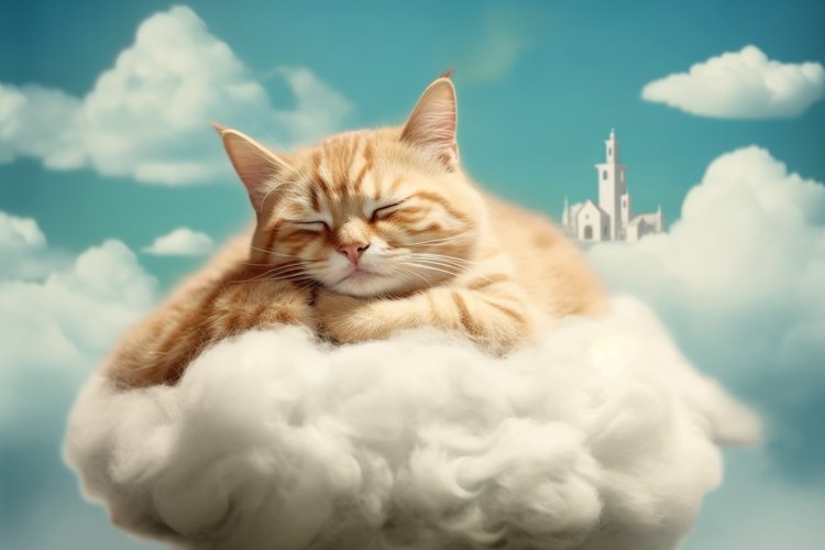 Cat on Cloud sleeping Imagination and dream cloudy (2860015)