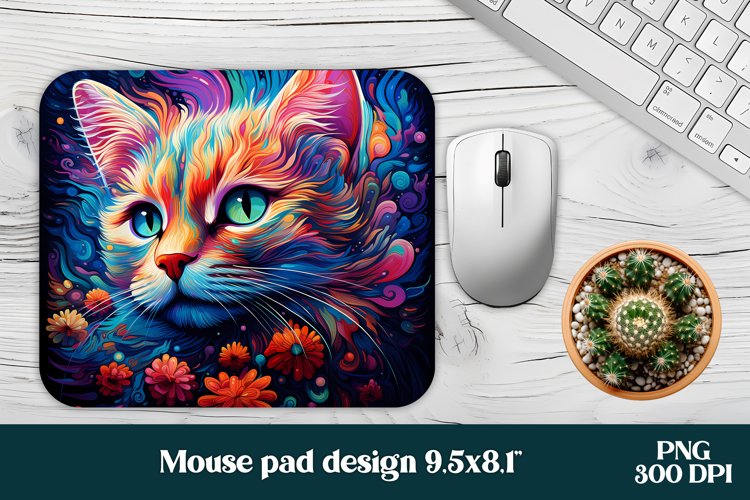 Rainbow cat mouse pad sublimation | Mouse pad wrap design