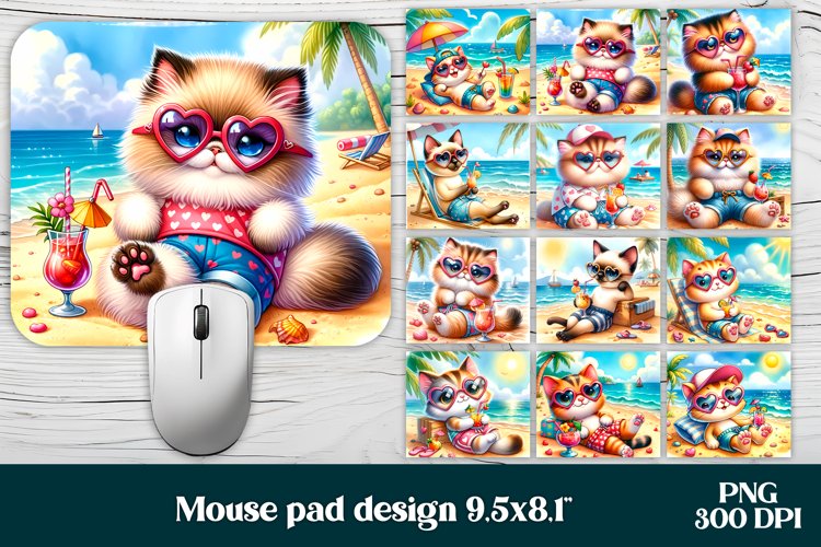 Cute cat mouse pad PNG | Animal mouse pad sublimation