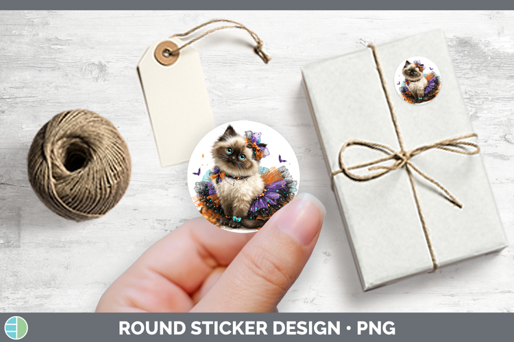 Cats Halloween Himalayan Cat Stickers | Round Labels Designs