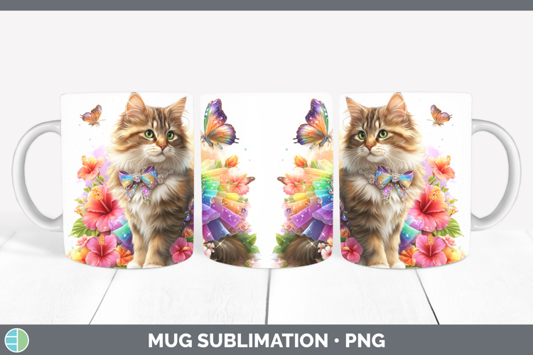 Cats Rainbow Summer Norwegian Forest Cat Mug Wrap Sublimatio