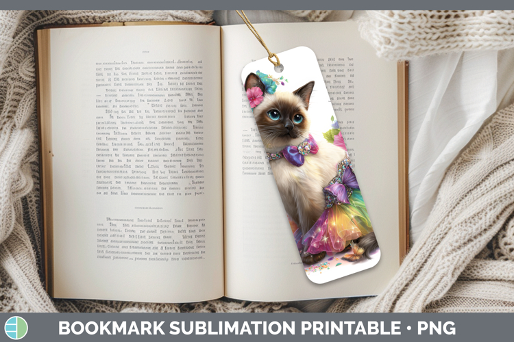 Cats Rainbow Summer Siamese Cat Bookmark Sublimation Printab
