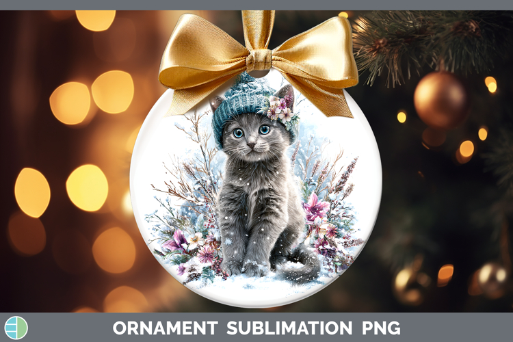 Russian Blue Cats Winter Knit Hat Ornament Sublimation Desig