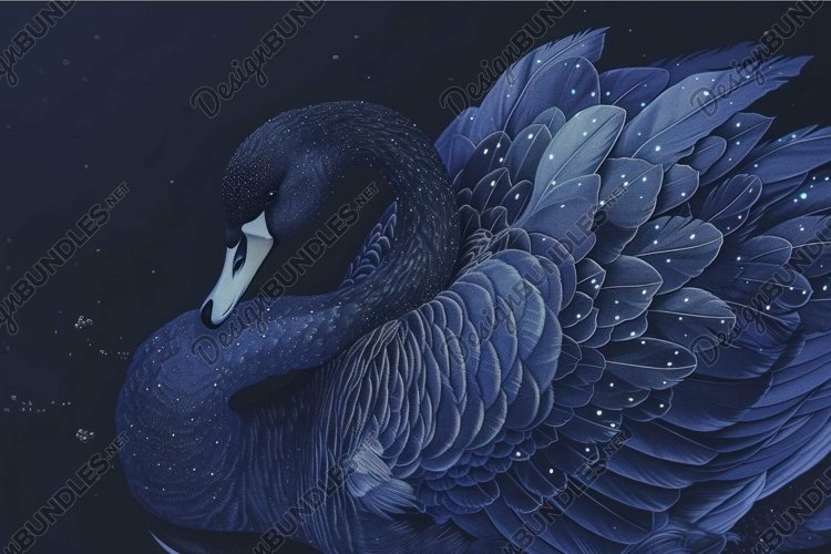 Majestic blue swan in nocturnal serenity