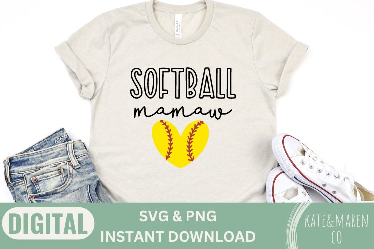 softball mamaw svg, softball grandma svg