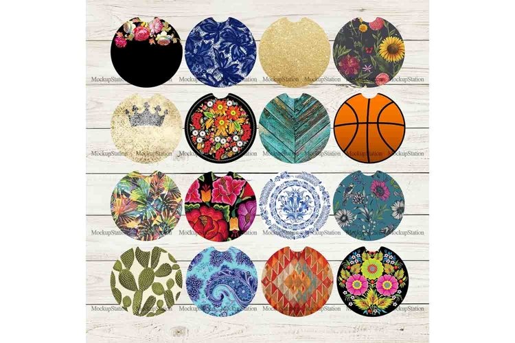 50 Car Coaster Sublimation Template Bundle 292618 