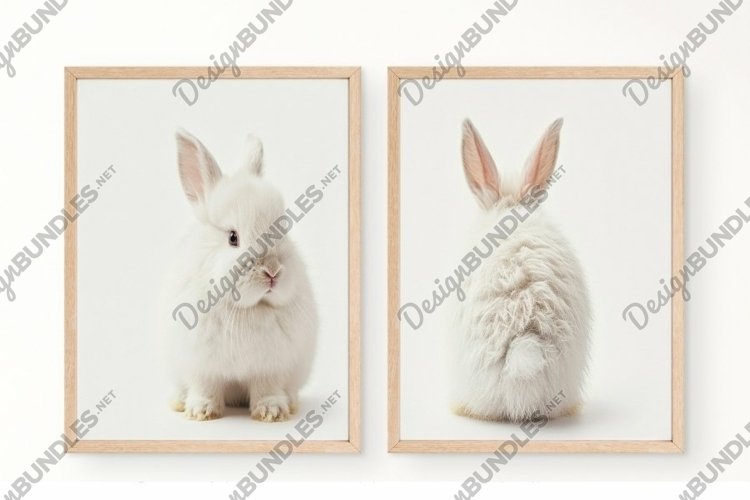 Baby Rabbit Nursery Baby Animal Wall Art, Set of 2