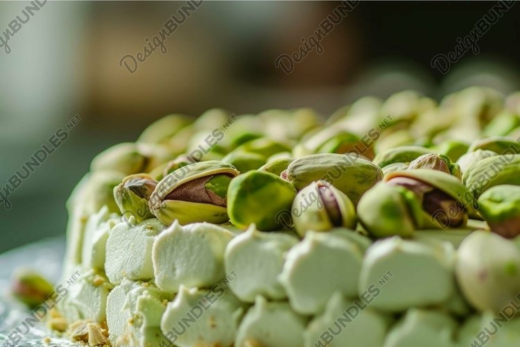 Close-up of a pistachio-topped dessert