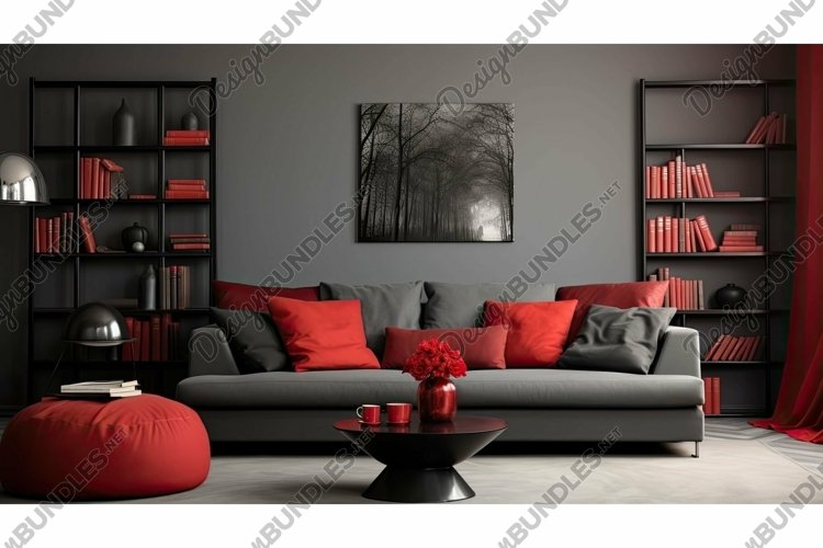 minimalist gray and red