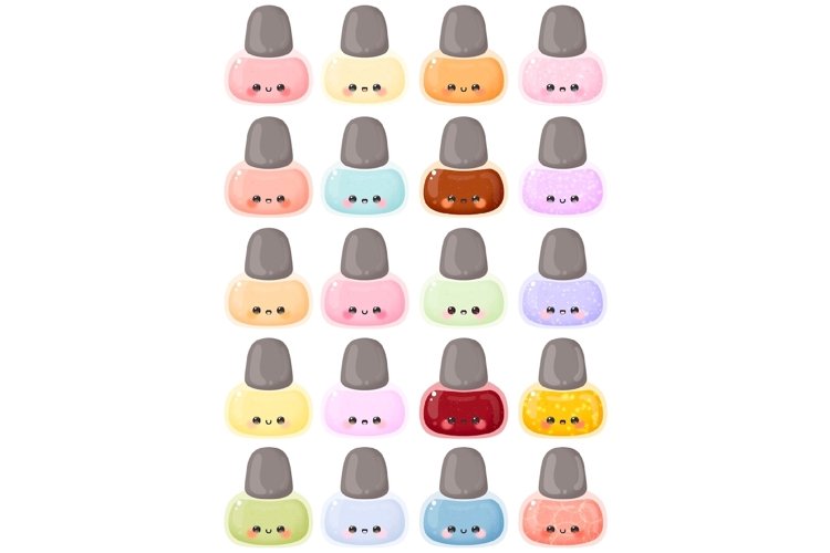 Cute kawaii Printable chibi nailpolish clipart