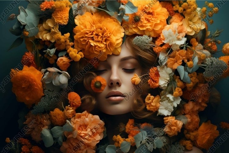 Serenity in bloom - woman adorned with flowers