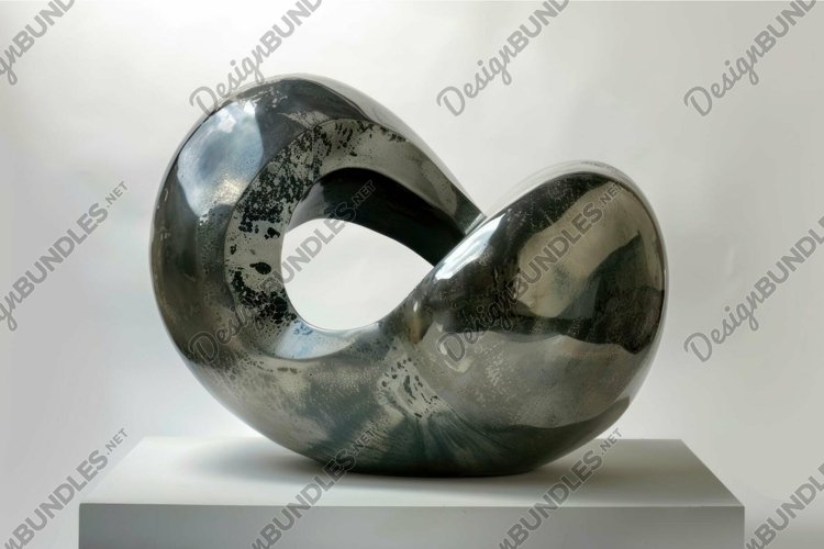 Modern art sculpture standing on white pedestal in art galle