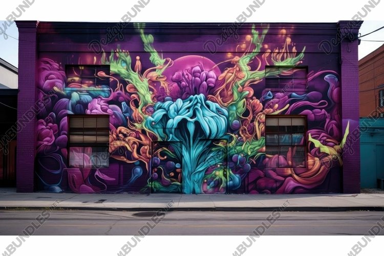 mural pink purple green