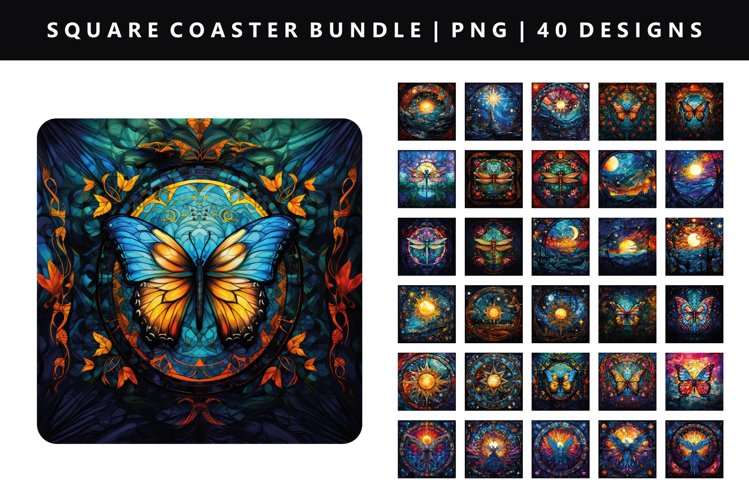 Square Coaster Design | Square Coaster PNG Bundle (2920917)