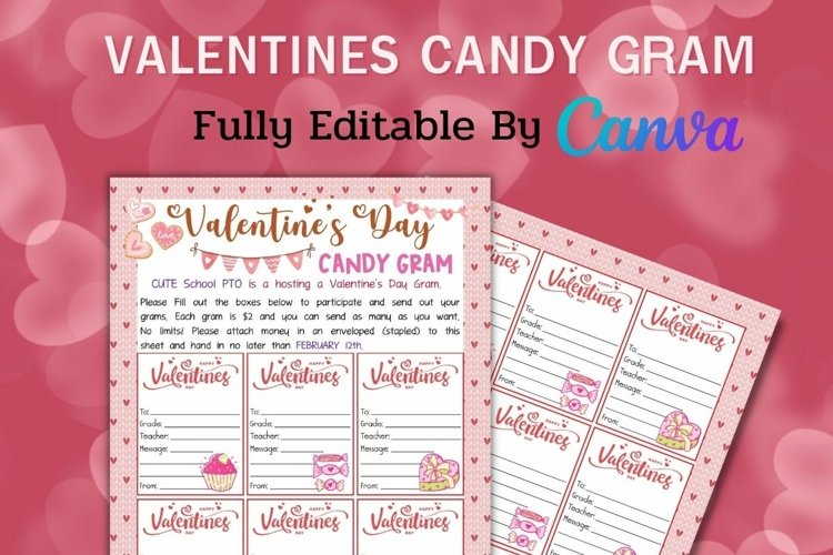 Valentines Candy Gram Editable on Canva