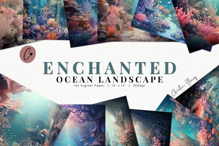 12 Enchanted Ocean Landscape Digital Paper