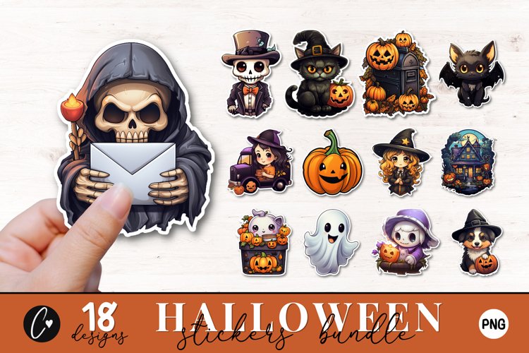 18 Halloween Sticker PNG Bundle