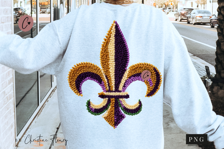 Faux Latch Hook Fleur De Lis PNG | Mardi Gras Png