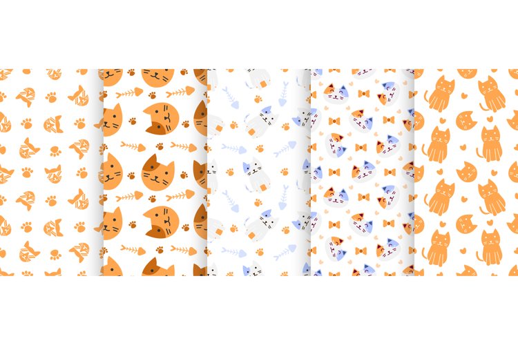 Collection of cute cat abstract seamless pattern (2714591)