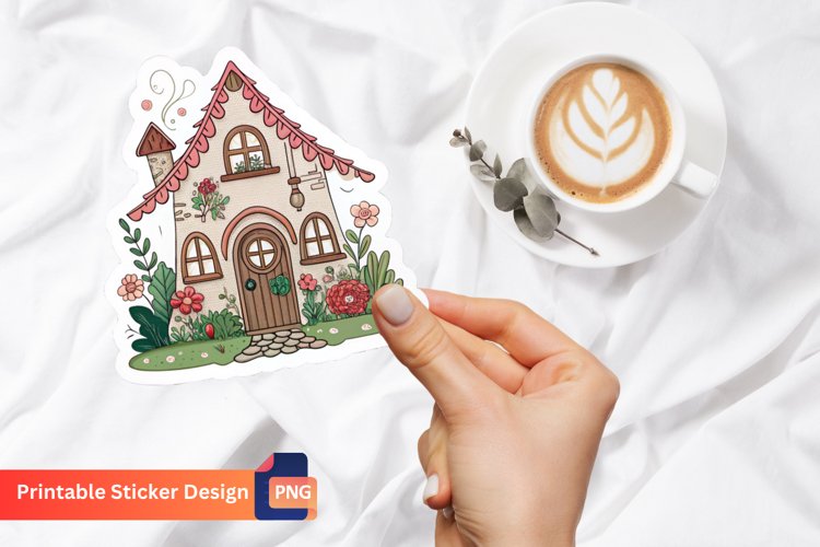 Charming Fairy House Sticker, Fairy Cottage Sticker