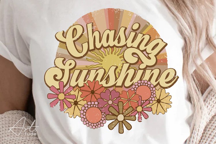 Chasing Sunshine Summer Beach Sublimation T-shirt Design PNG