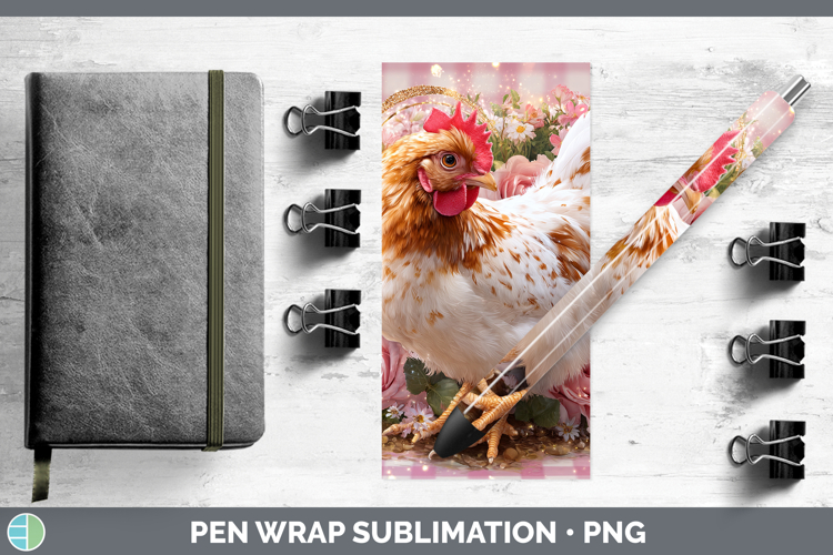Chicken Checker Valentine Pen Wrap Sublimation Design