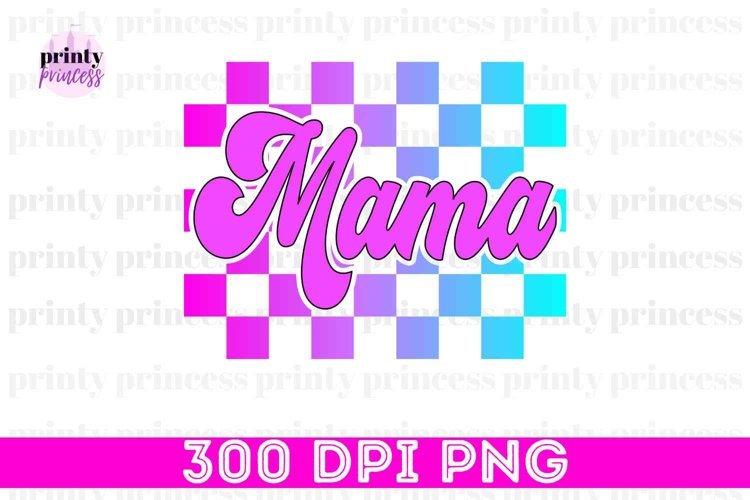 Rainbow Checkered Mama PNG, Mama Check Pattern png