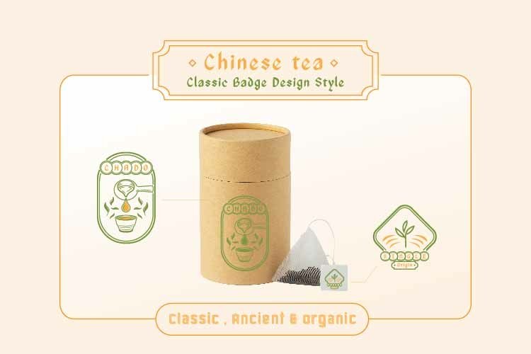 Chinese tea badge design
