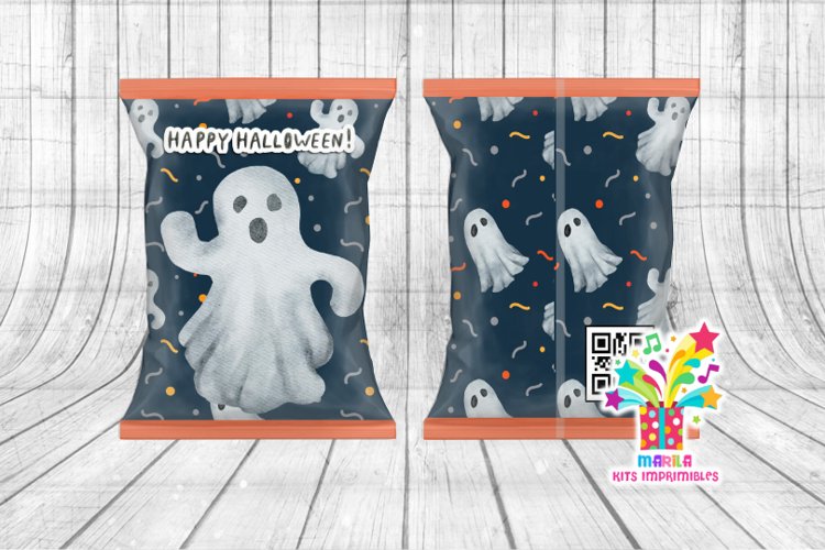 Halloween ghost chip bag design / happy halloween chip bag