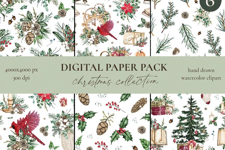 Christmas digital paper pack, Scrapbook winter (1668422)