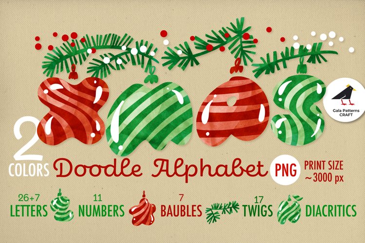 Christmas Alphabet Numbers & Letters: Xmas sublimation PNG