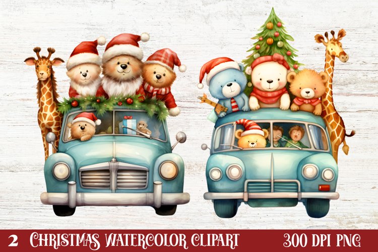 Christmas Animal Safari Clipart Bundle, Christmas Animal Saf