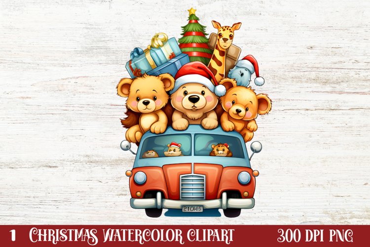 Christmas Animal Safari Clipart Bundle, Christmas Animal Saf