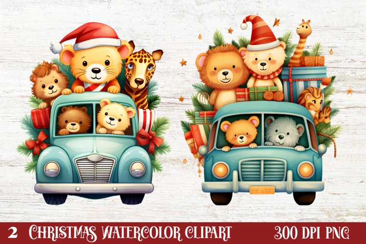Christmas Animal Safari Clipart Bundle, Christmas Animal Saf