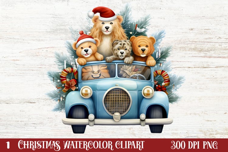 Christmas Animal Safari Clipart Bundle, Christmas Animal Saf