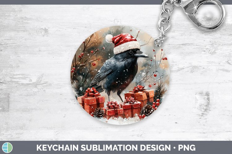 Christmas Birds 01 Crow Keychain Sublimation Keyring Designs