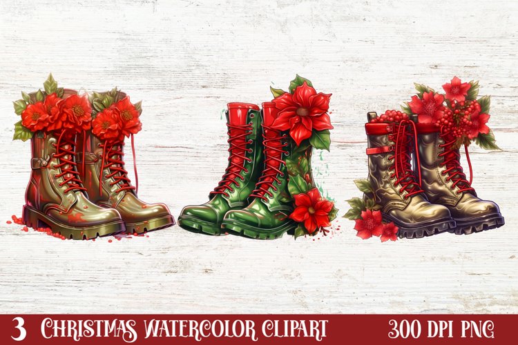 Christmas Boots Clipart, Christmas Boots Clipart Bundle,