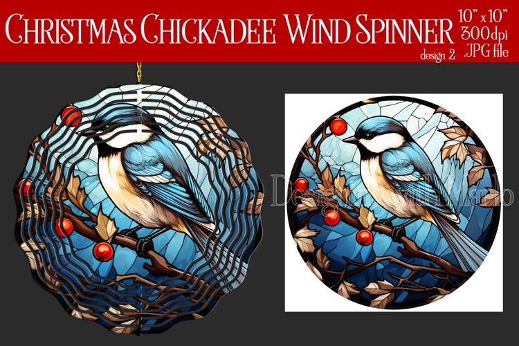 Christmas Wind Spinner, Christmas Chickadee Wind Spinner, d2