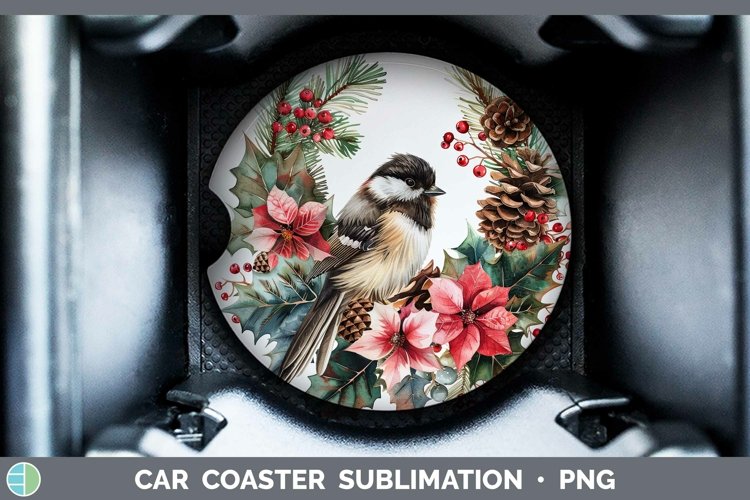 Christmas Chickadee Car Coaster Sublimation Coaster Designs
