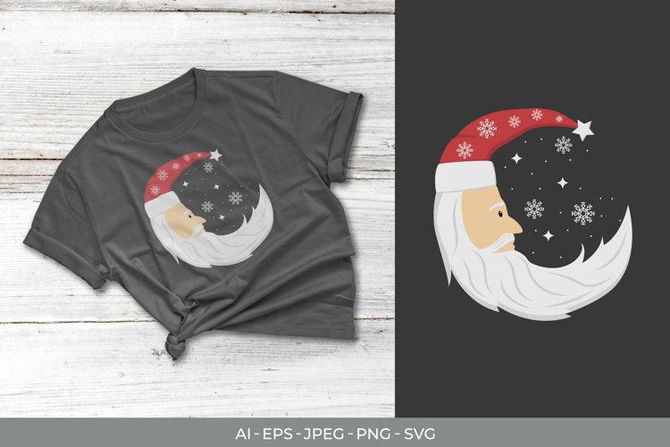 Christmas Crescent Santa Illustration